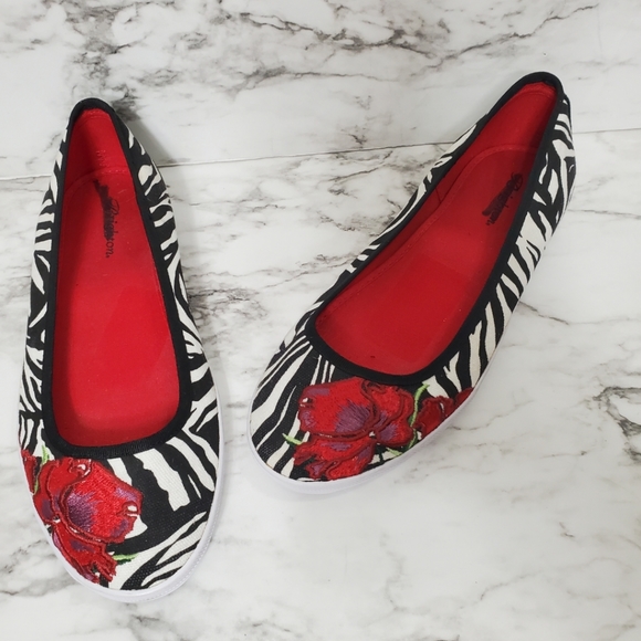 Brighton | Shoes | Brighton Zebra Print Embroidered Flat | Poshmark
